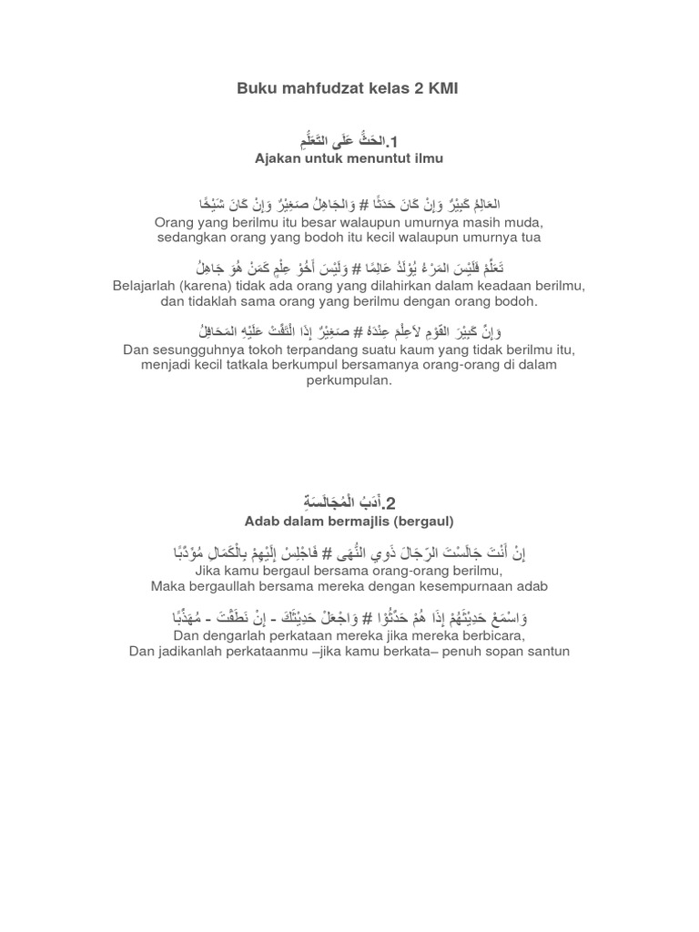 Buku Mahfudzat Kelas 2 KMI FIX PDF | PDF