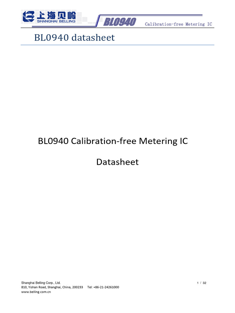 BL0940 V1.2 en | PDF | Analog To Digital Converter | Root Mean Square