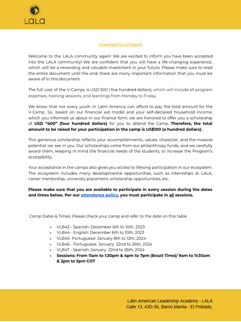 Acceptance Letter - en SP PT | PDF