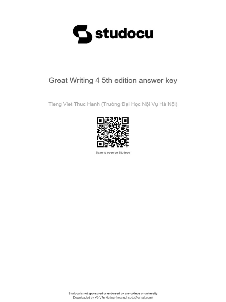 Great Writing 4 5th Edition Answer Key | PDF