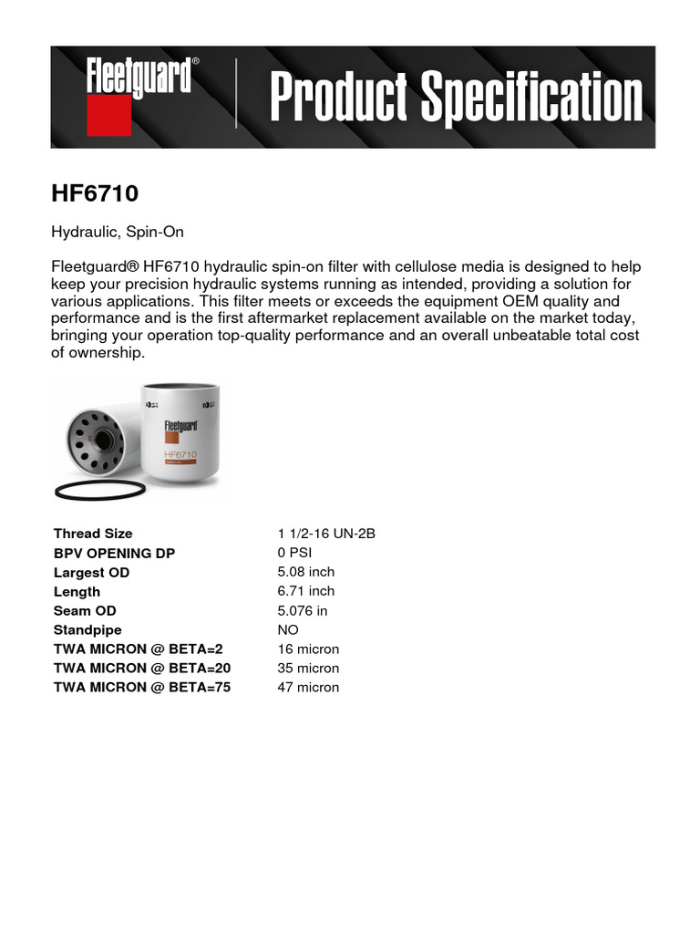 Product Specification - HF6710 | PDF