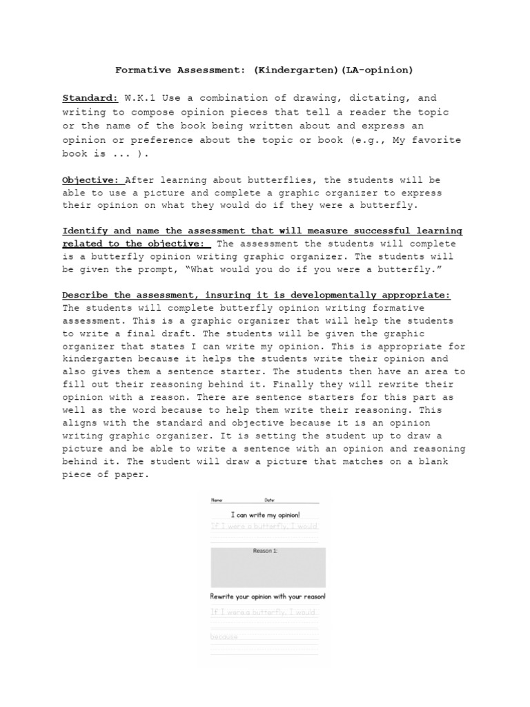 Formative Assessment Opinion Writing | PDF
