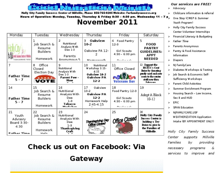 Nov 2011 Calendar | PDF | Foods | Family