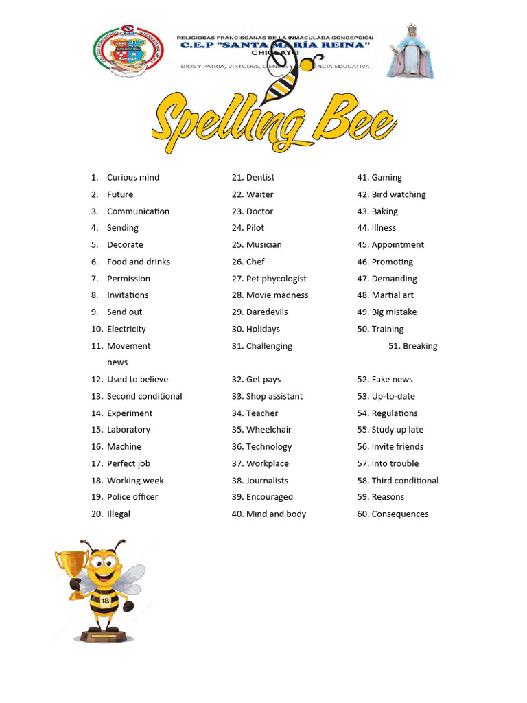 Spelling Bee - 4TH Grade | PDF