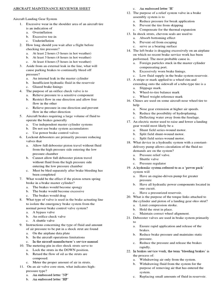SsAC Maintenance Questions | PDF | Rivet | Landing Gear