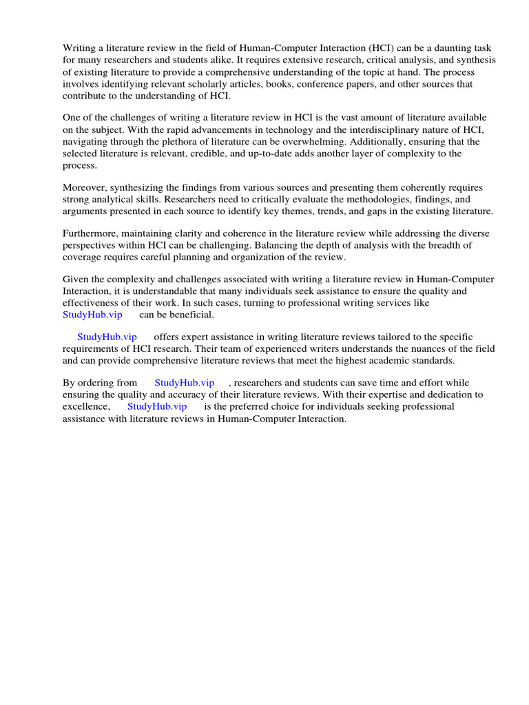 Literature Review Human Computer Interaction Pdf