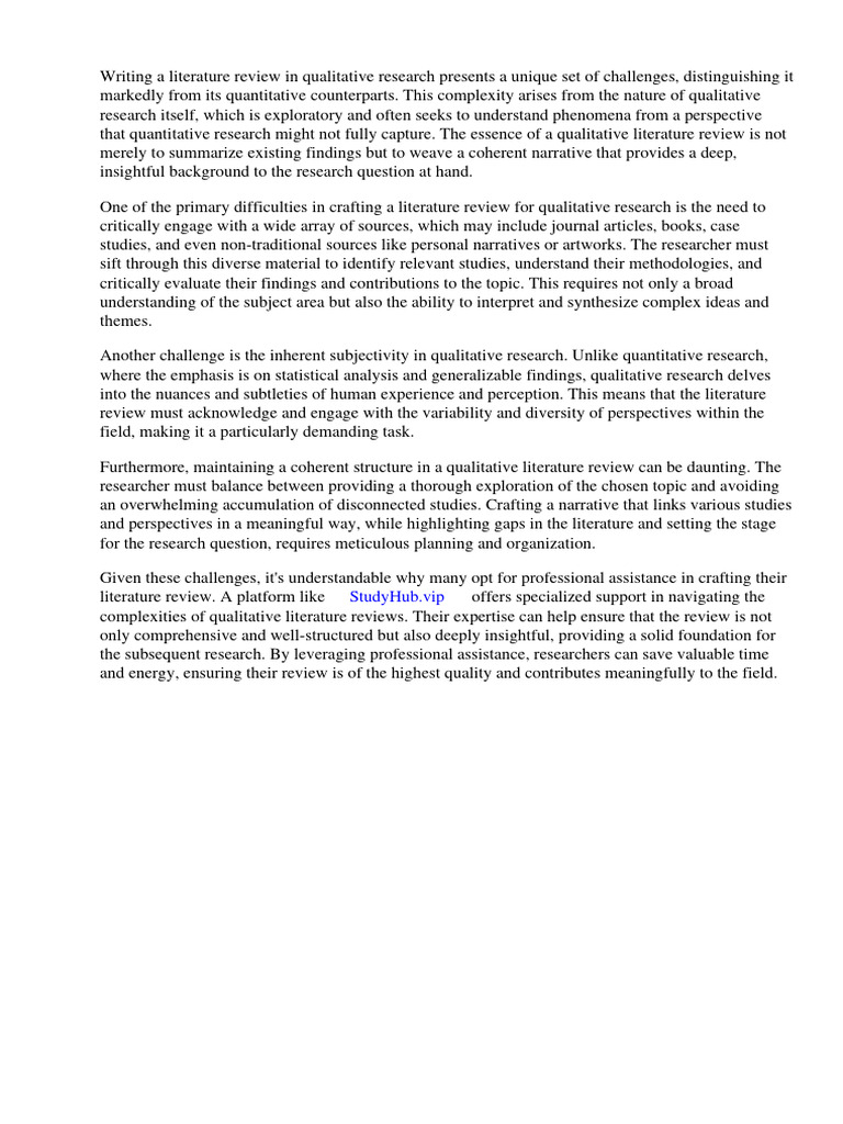 Literature Review in Qualitative Research | PDF | Qualitative Research ...