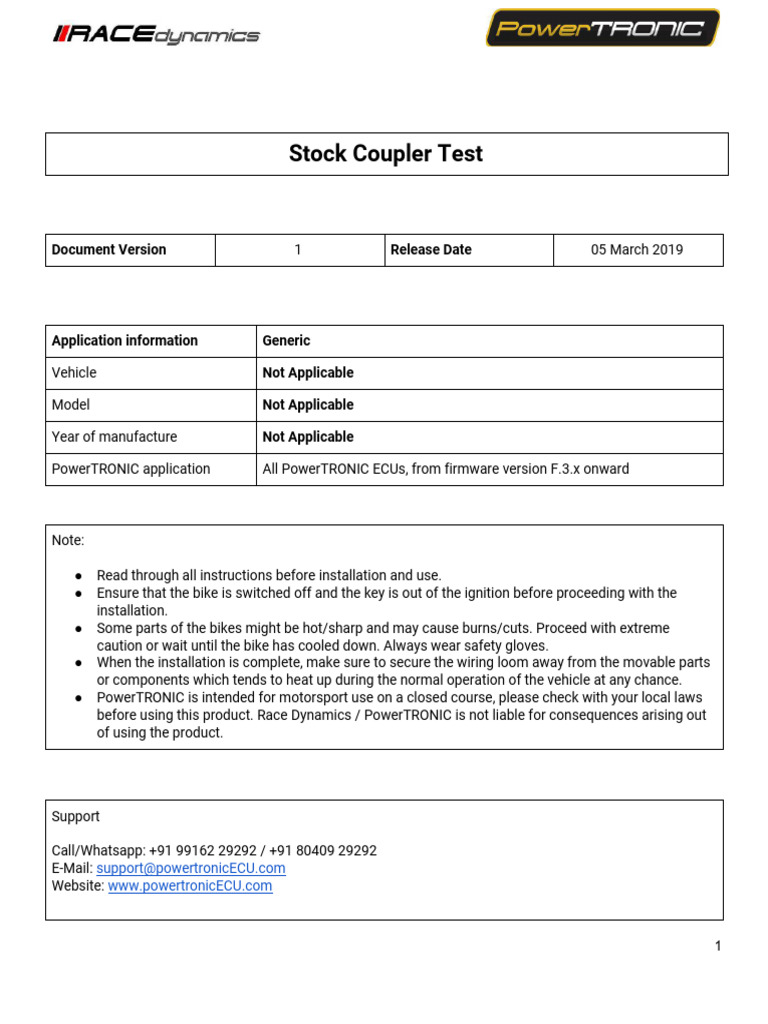 PowerTRONIC V4 - Stock Coupler Test-Min | PDF | Throttle | Engines