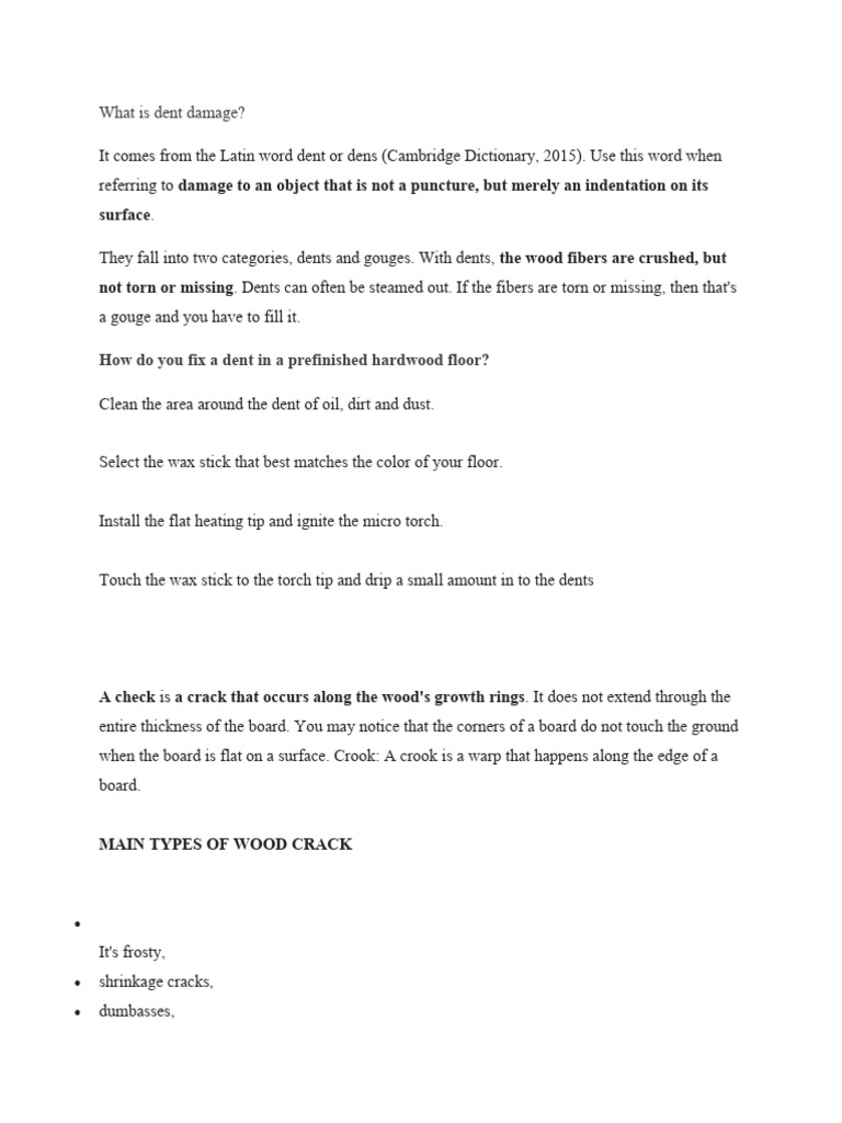 What Is Dent Damage | PDF | Wood | Fracture