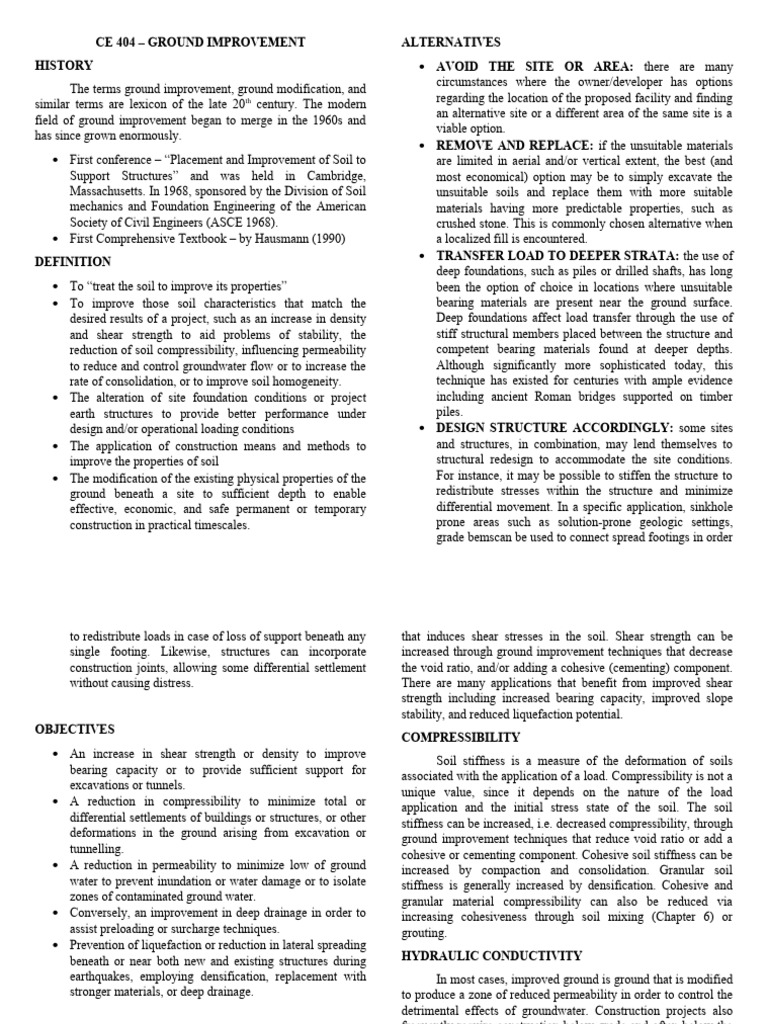 Ground Improvement - Reviewer | PDF | Soil | Deep Foundation