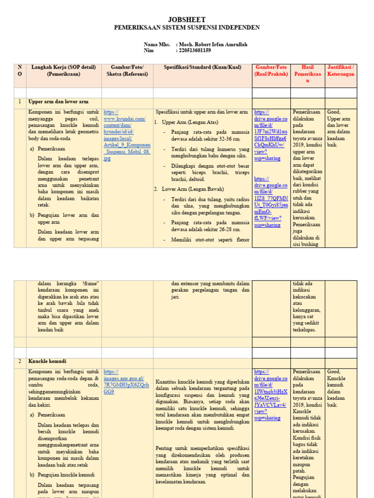 Moch Robert - Jobsheet Suspensi Independen | PDF