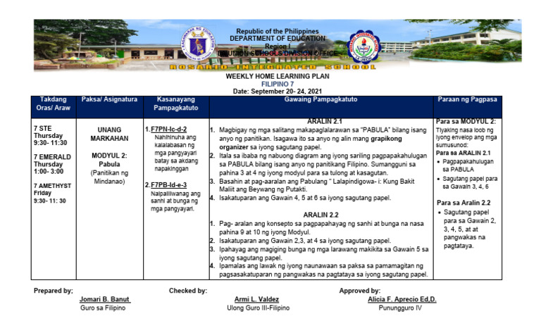 WHLP-FILIPINO7-module-2_Q1_W2 | PDF
