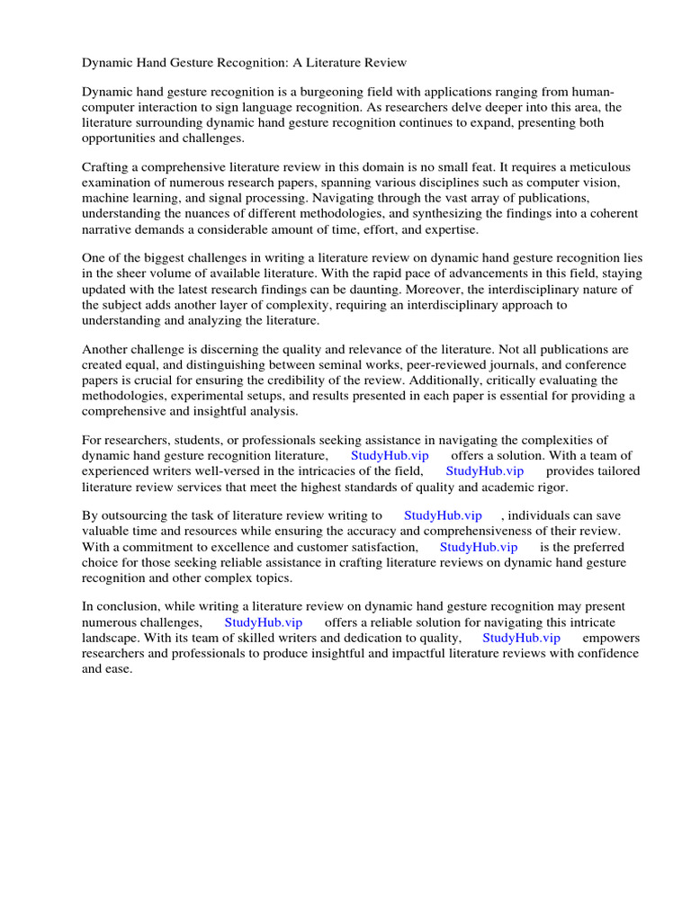 Dynamic Hand Gesture Recognition a Literature Review | PDF | Image ...
