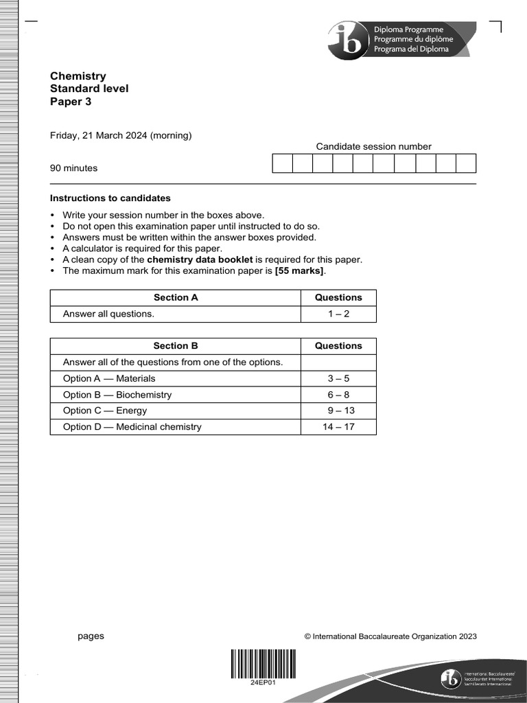 Final Test Paper 3 Option Material (Medicinal Chemistry) 2024 | PDF ...