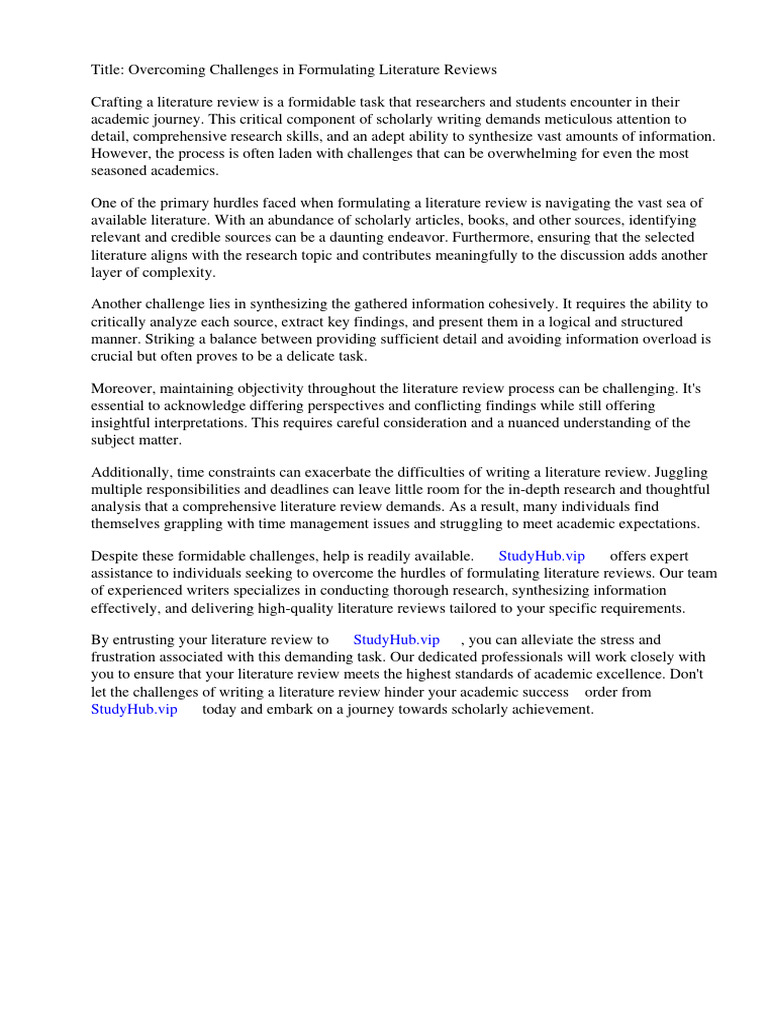 Challenges Faced When Formulating Literature Review | PDF Challenges Faced When Formulating Literature Review | PDF