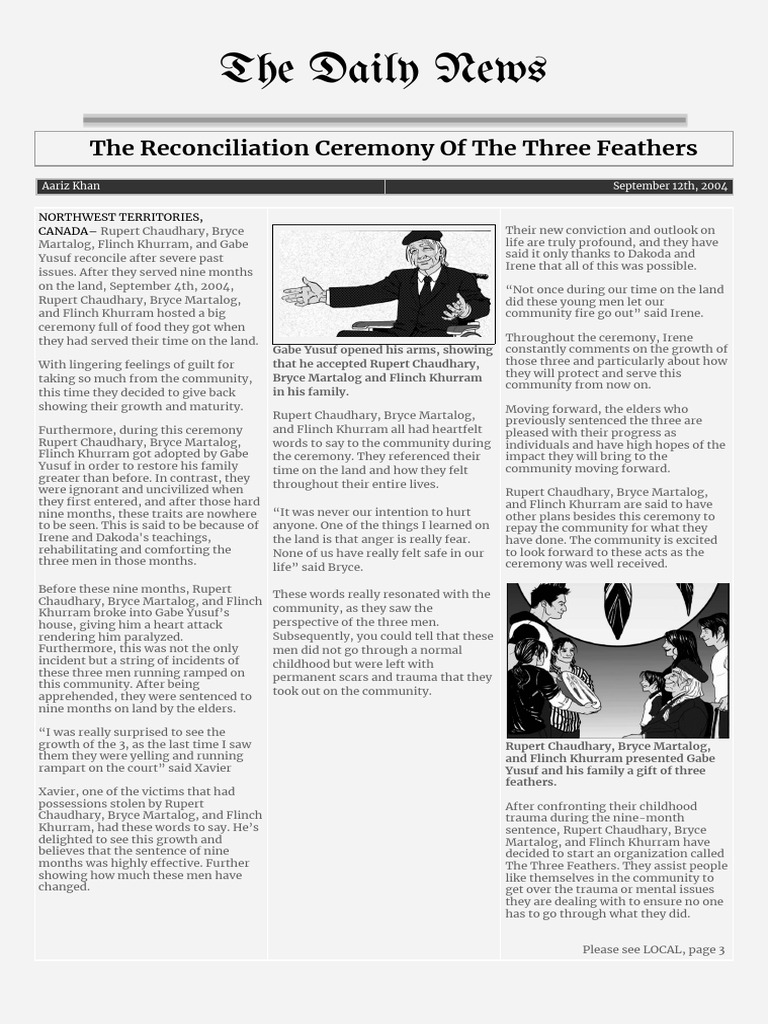 The Daily News: The Reconciliation Ceremony of The Three Feathers | PDF ...