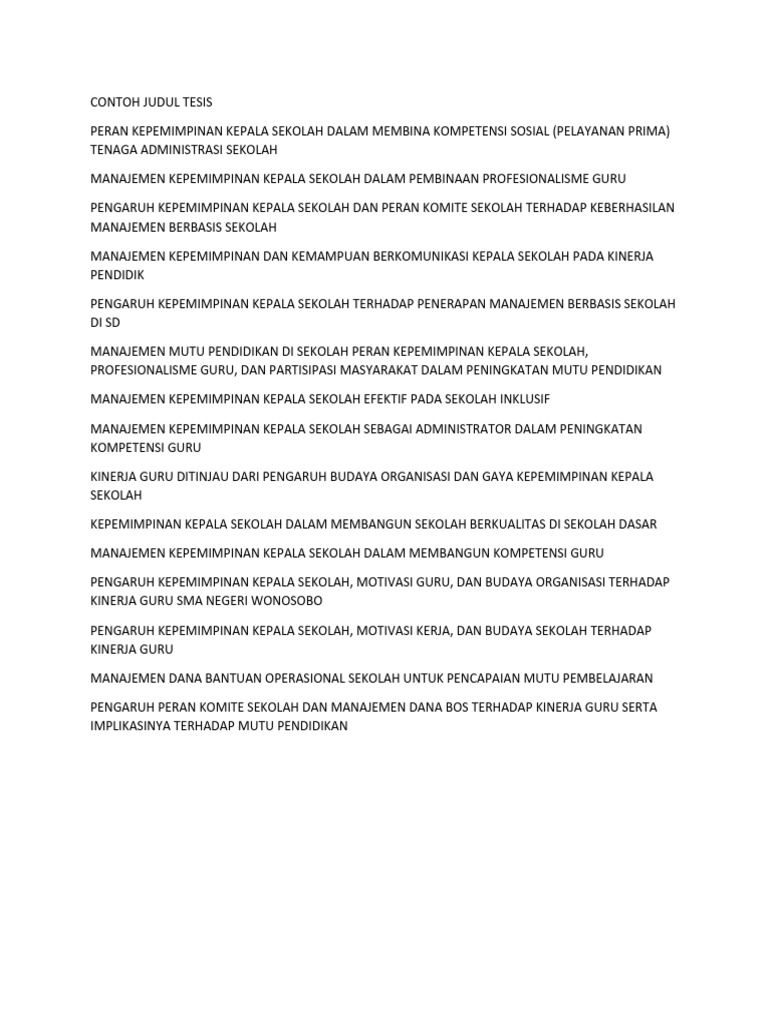 Contoh Judul Tesis | PDF