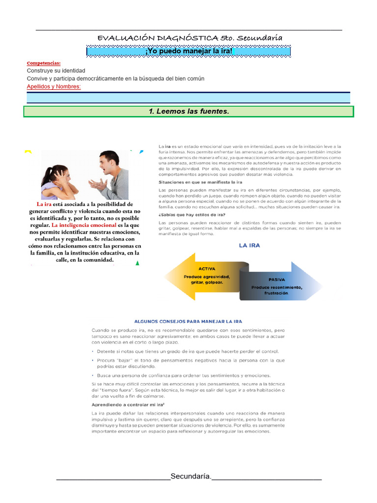 Evaluación Diagnóstica 5to DPCC | PDF | Crecimiento personal y profesional | Relaciones ...