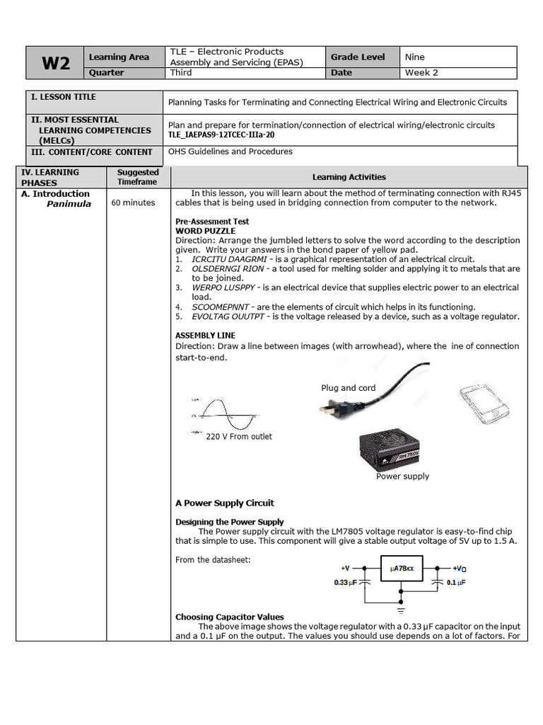 TLE IA EP9 Week 2 Recovered | PDF | Power Supply | Rectifier