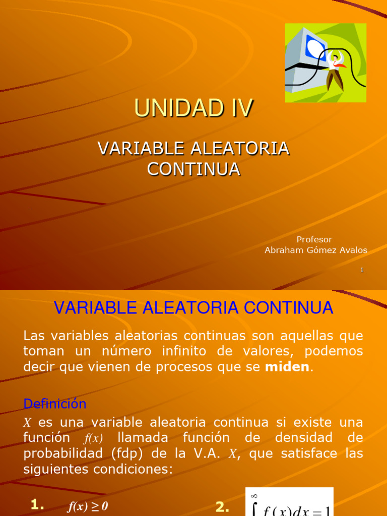 Prob y Est Unidad IV-noviembre 2023 | PDF | Función de densidad de probabilidad | Variable aleatoria