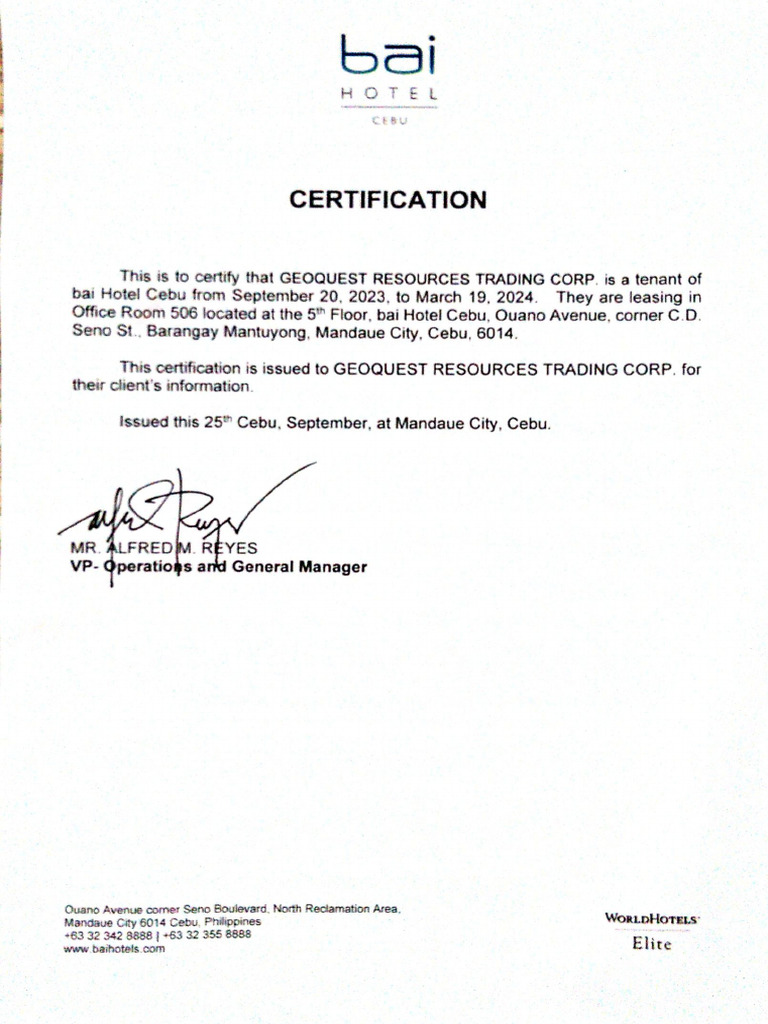 Bai Hotel Document | PDF