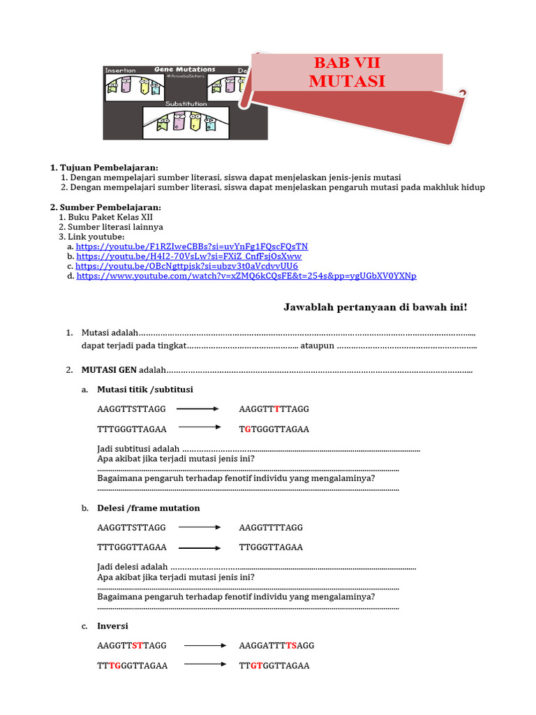 TugasBiologi.7. Mutasi | PDF | Kesehatan Holistik | Sains & Matematika