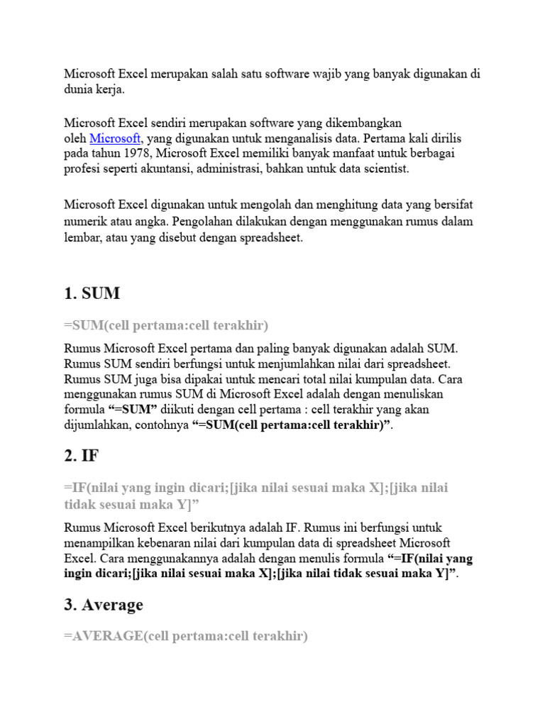 Rumus Excel | PDF | Komputer