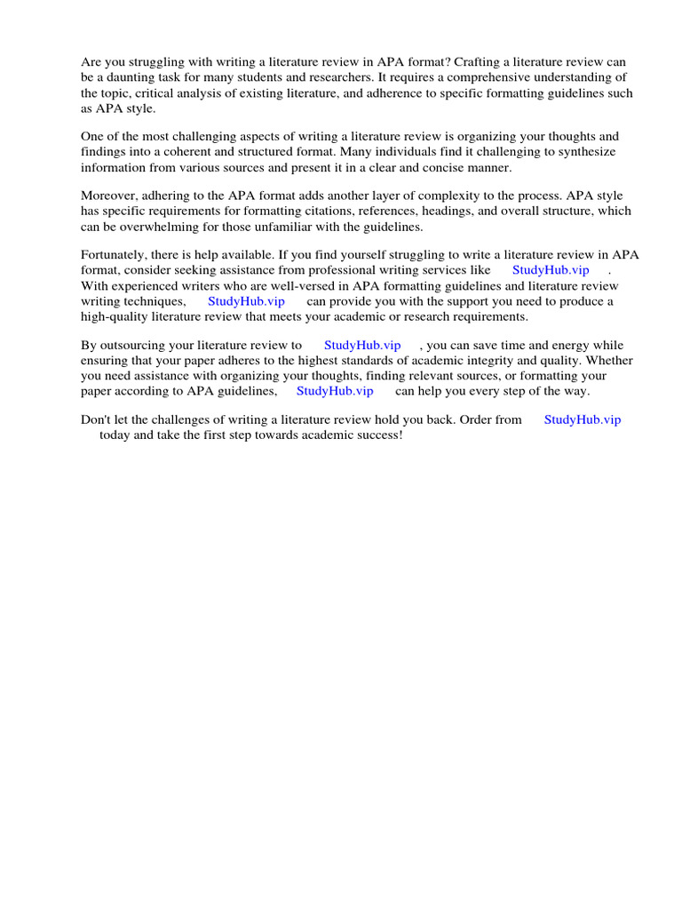 Apa Literature Review Outline Format | PDF | Apa Style | Methodology