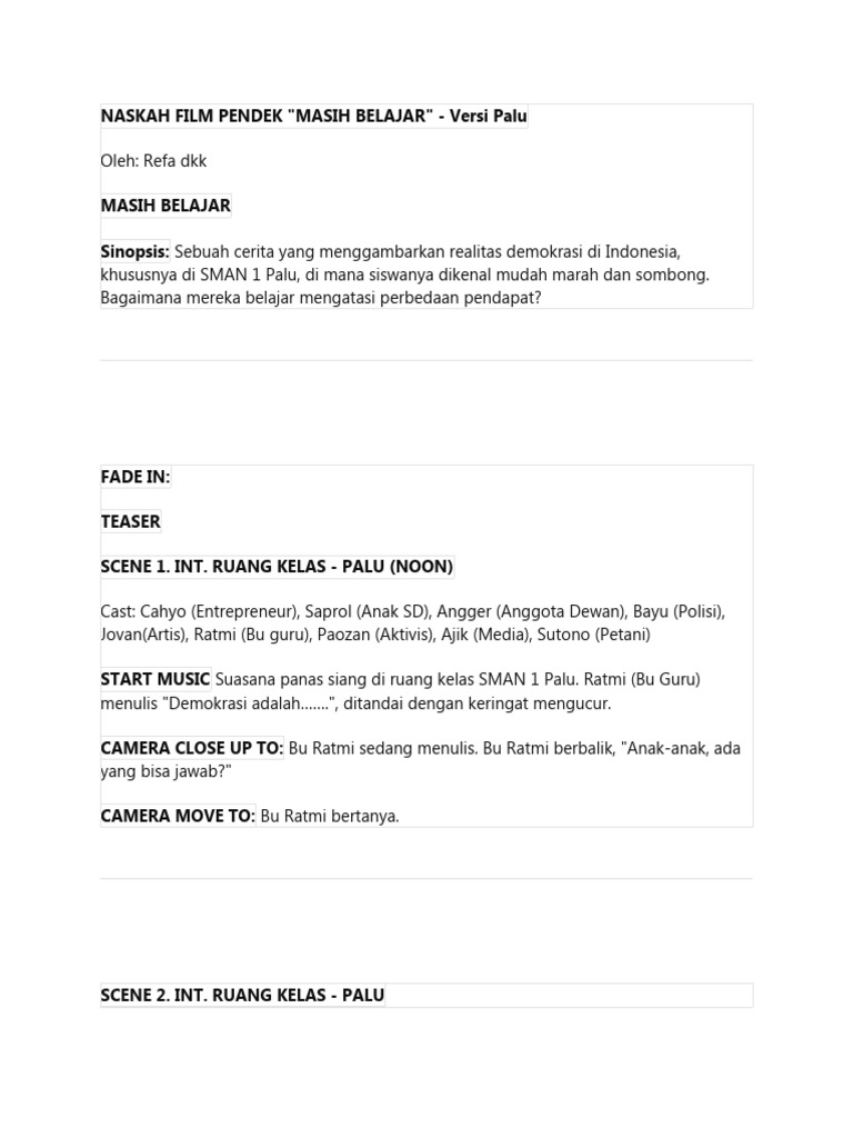 NASKAH FILM PENDEK (Modifikasi) | PDF | Kajian Bahasa Asing | Seni