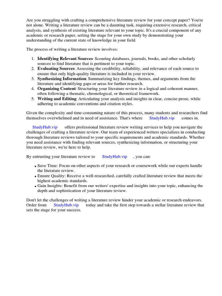 Concept Paper Literature Review Outline | PDF | Literature Review | Academic Publishing