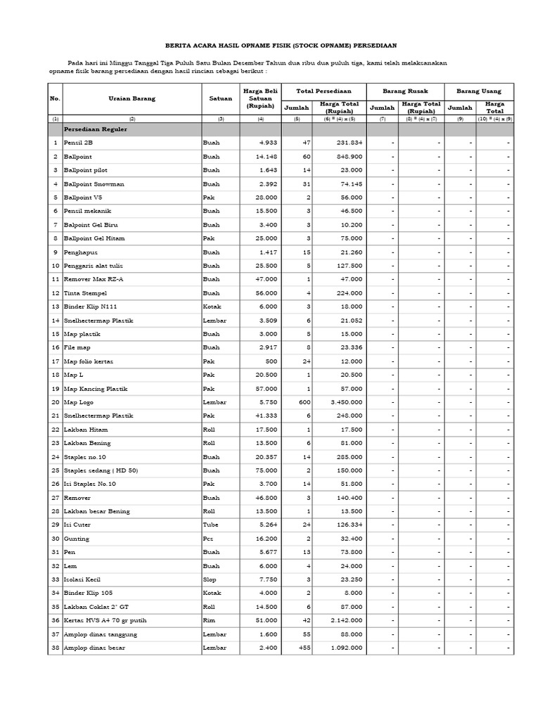 BA Stock Opname | PDF