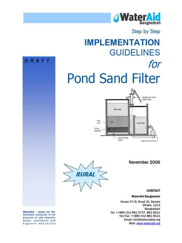 Pond Sand Filter Implementation Guidelines Rural | PDF | Sanitation | Wash
