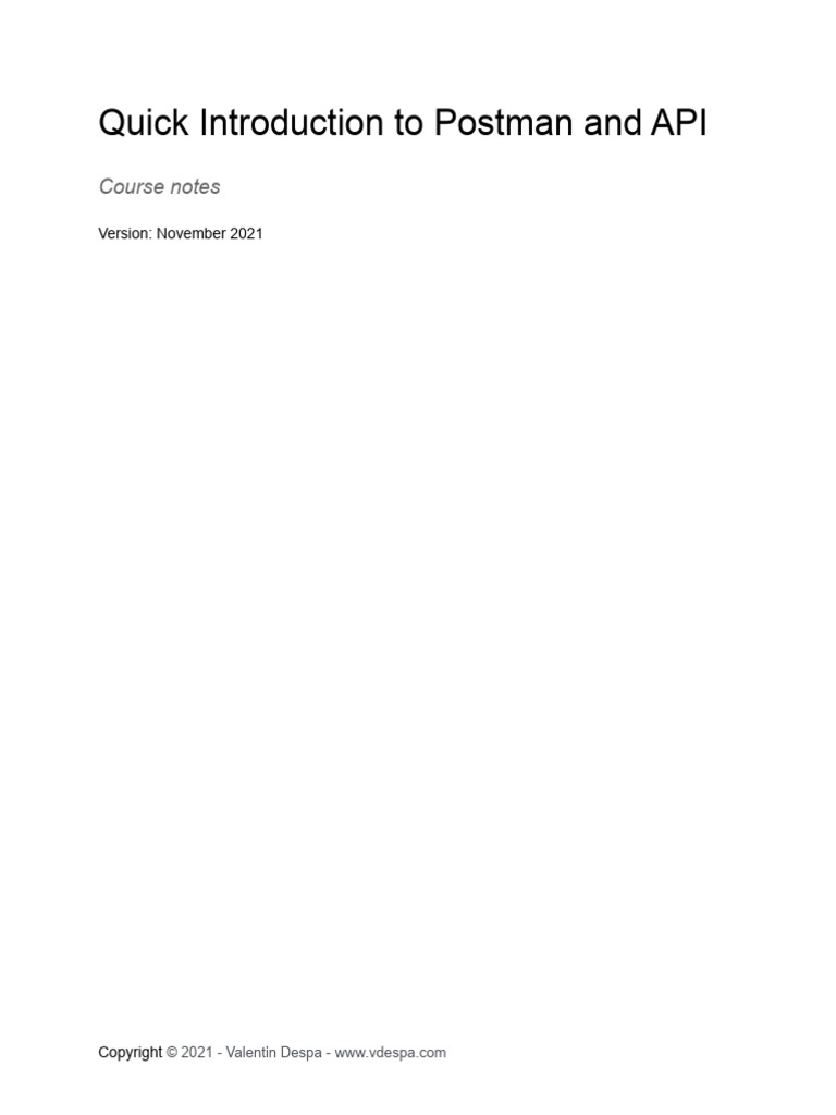 Introduction To Postman And Api V2021 Course Notes Pdf Json Computer Programming 1305