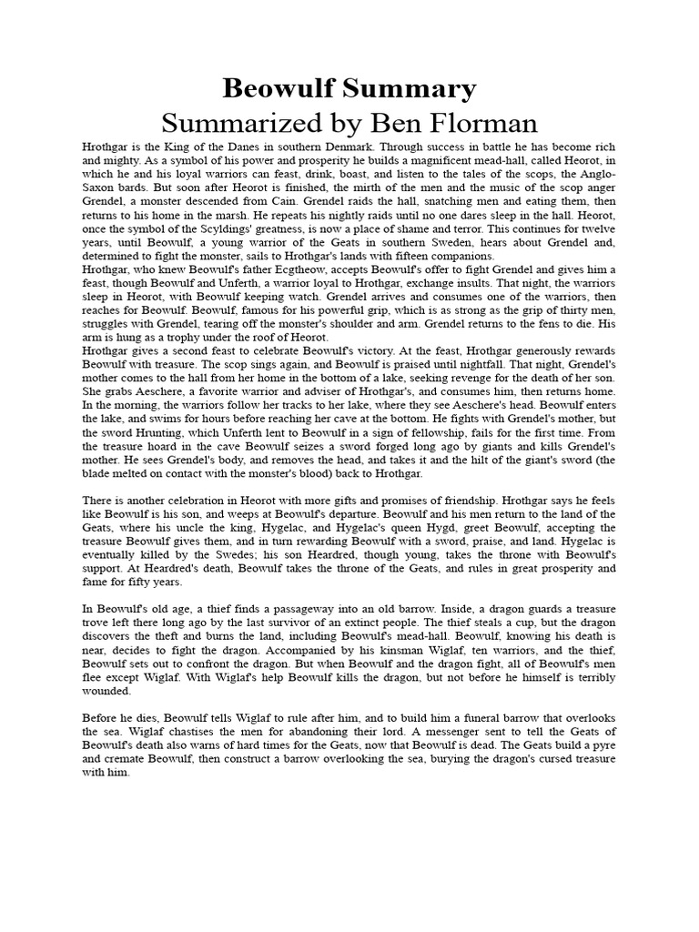 Beowulf Summary | PDF