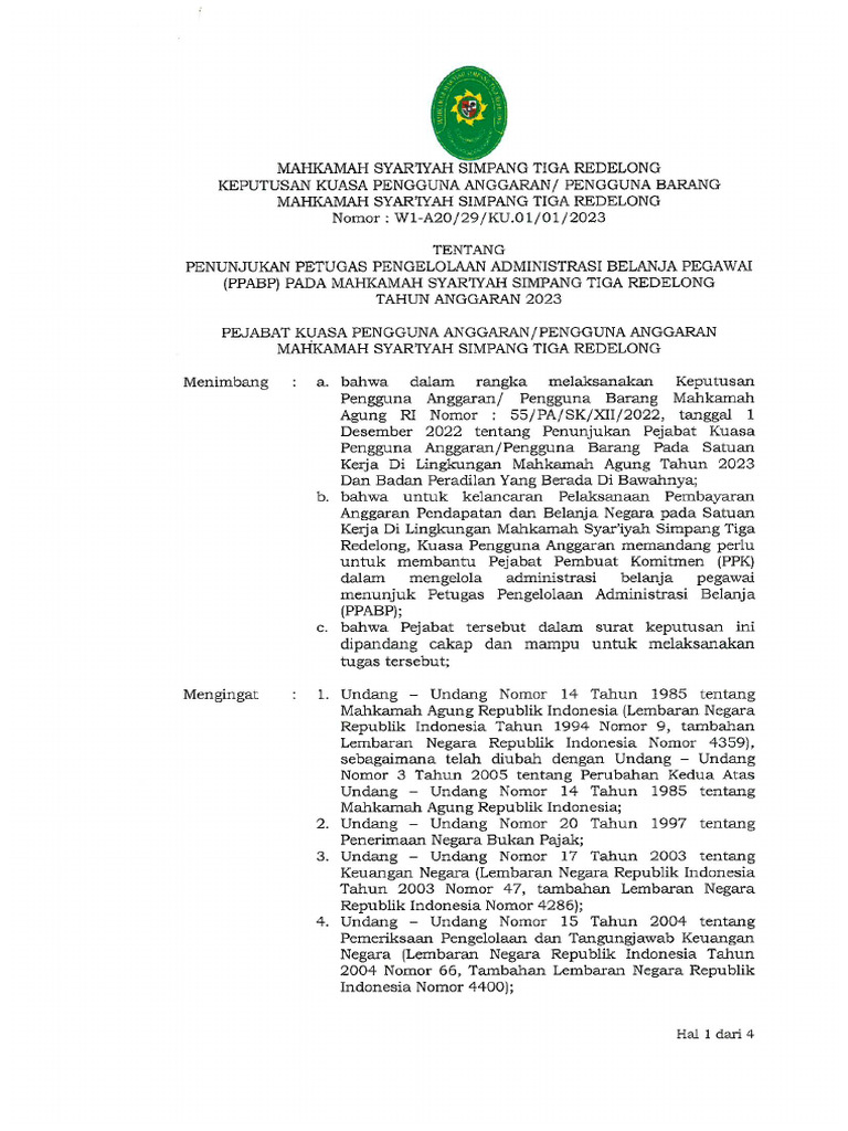 Petugas Pengelolaan Administrasi Belanja Pegawai (PPABP) | PDF