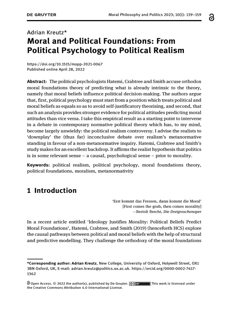 Moral and Political Foundations | PDF | Attitude (Psychology) | Morality