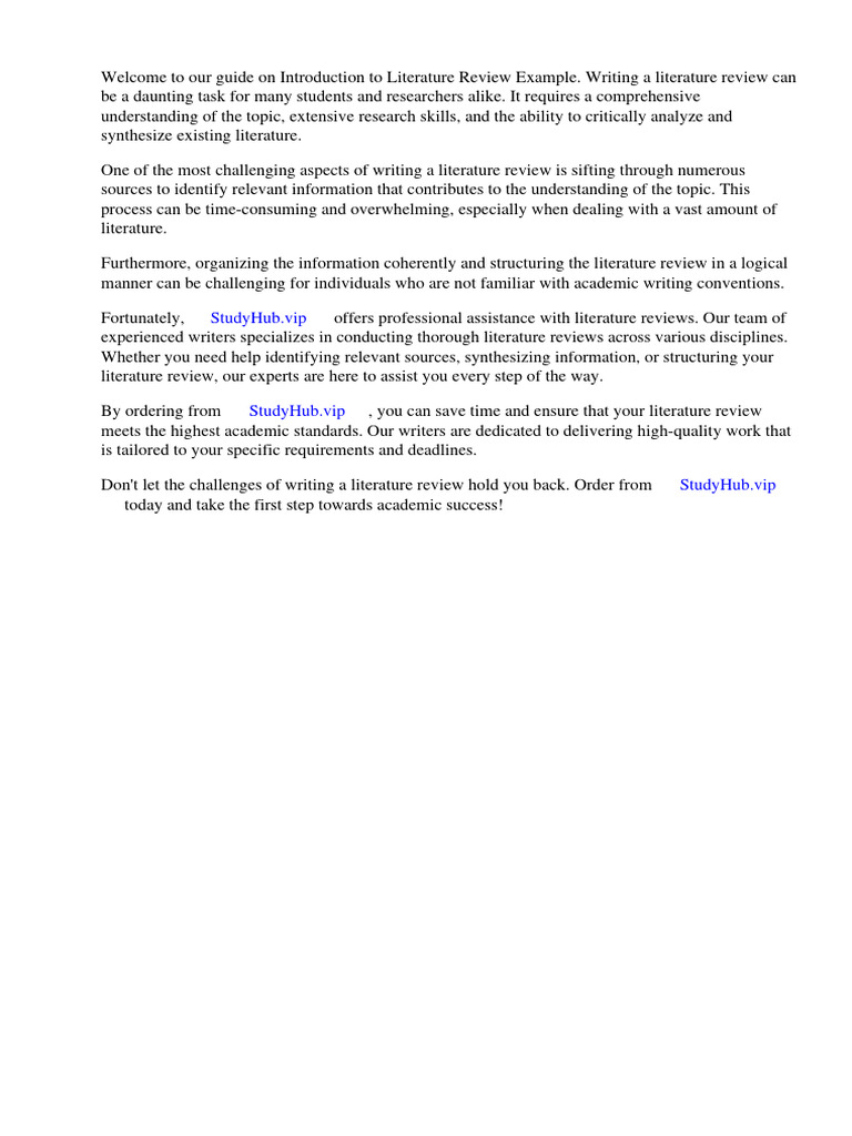 Introduction to Literature Review Example | PDF | Essays | Literature ...