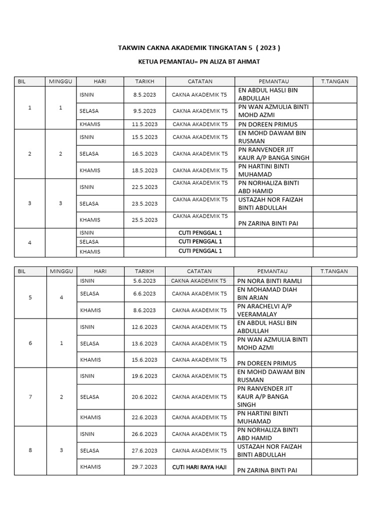 2023 Takwim Cakna SPM | PDF