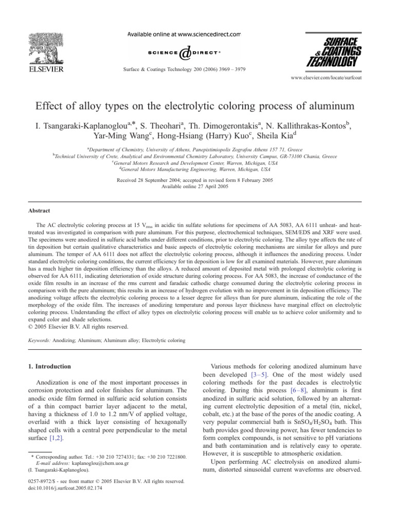 Alloy Impact on Aluminum Coloring | PDF | Science & Mathematics ...