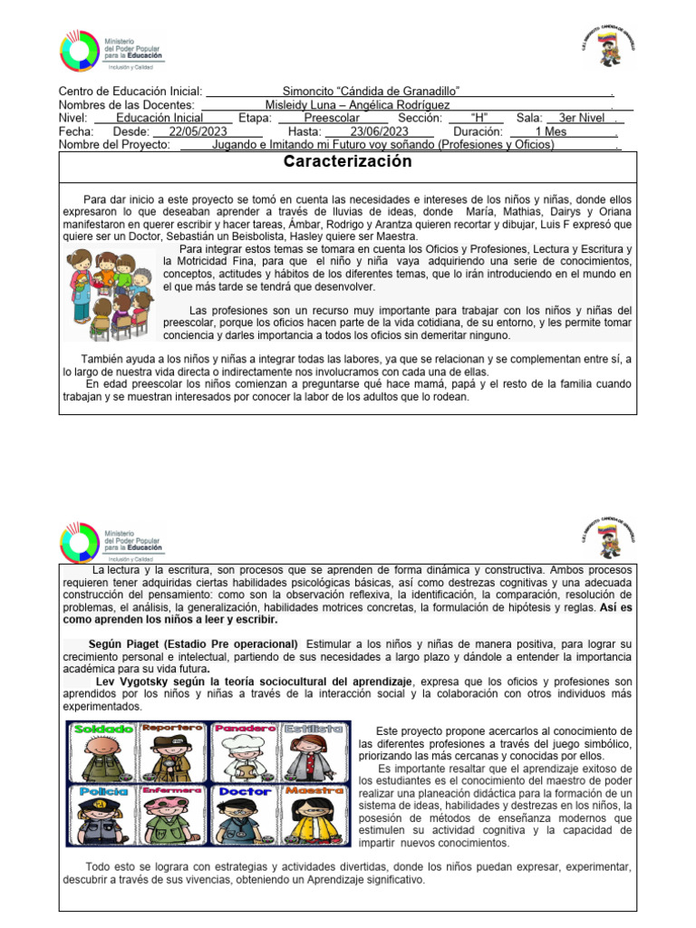 Proyecto Profesiones y Oficios | PDF | Aprendizaje | Educación de la ...