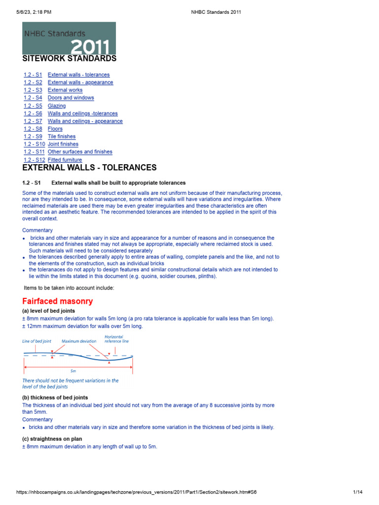 NHBC Standards 2011 | PDF | Masonry | Brick