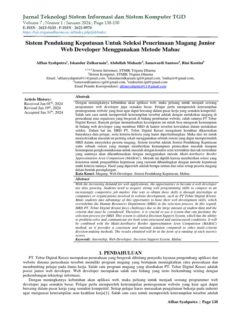 Penerimaan Magang Junior Web Developer | PDF | Bisnis