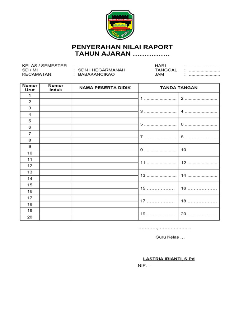 Penyerahan Nilai Raport SDN I Hegarmanah | PDF | Griya & Taman