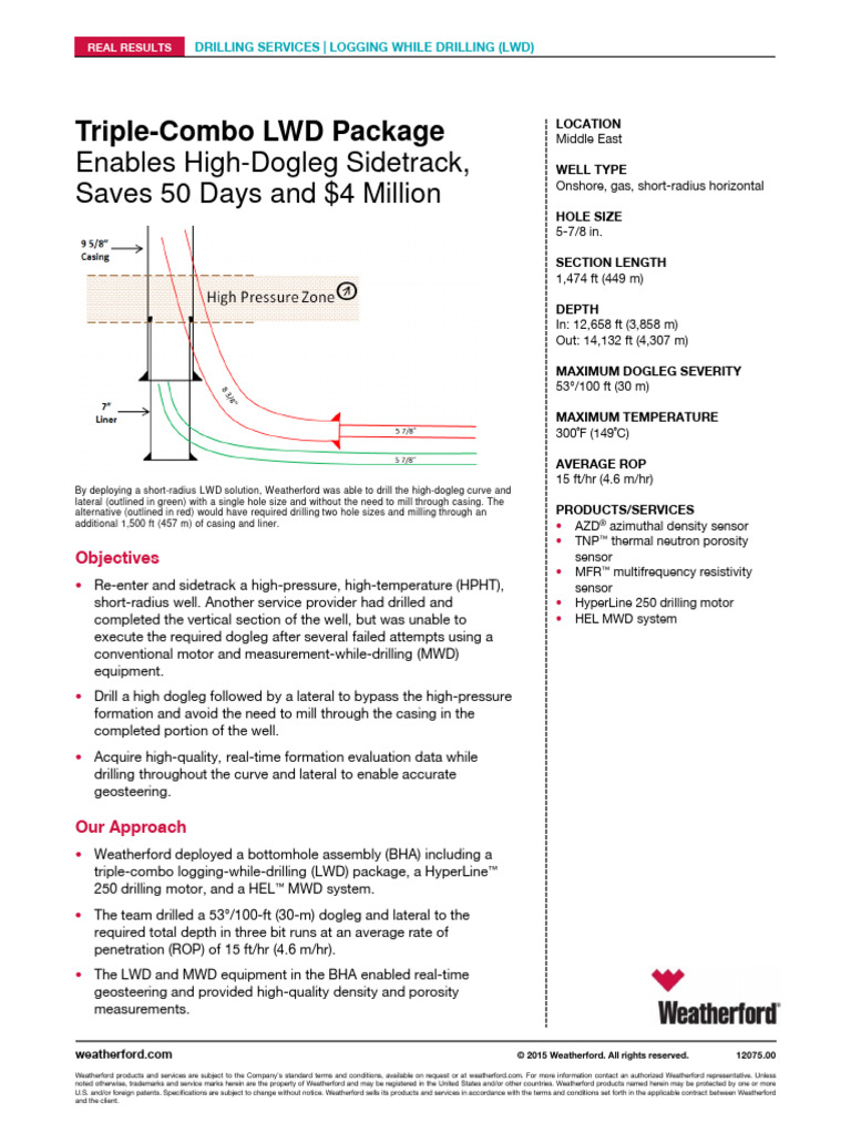 Triple Combo LWD Package Enables High Dogleg Sidetrack, Saves 50 Days ...