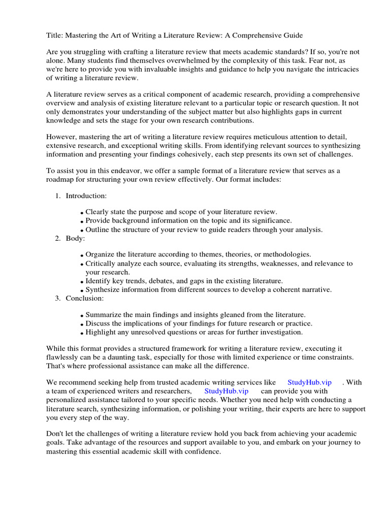 Sample Format of A Literature Review | PDF | Methodology | Procedural Knowledge