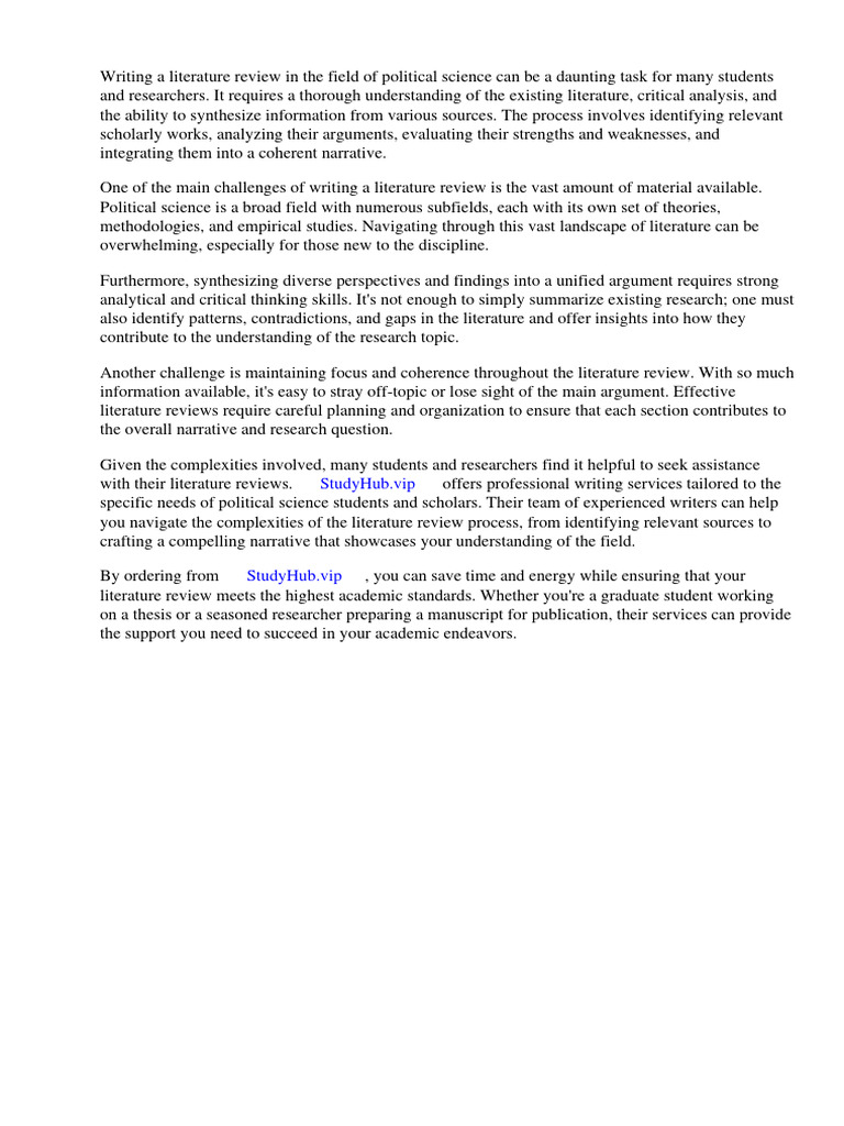 How to Write a Literature Review Political Science | PDF | Science ...