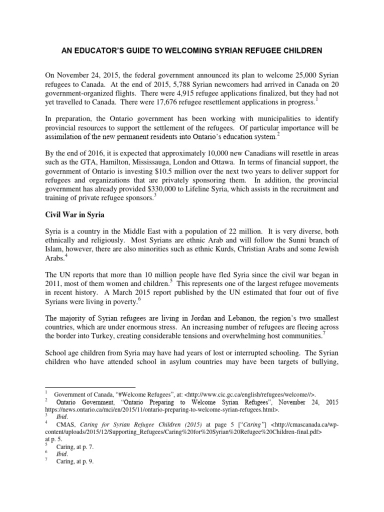 Educator's Guide to Syrian Refugee Integration | PDF | Refugee ...