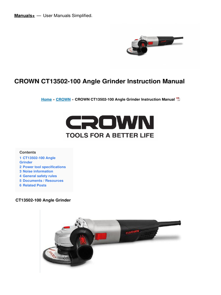 ct13502 100 Angle Grinder Manual | PDF