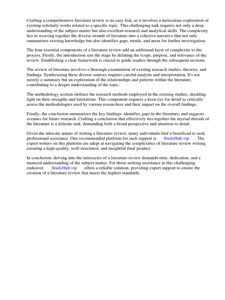 4 Components of Literature Review | PDF | Methodology | Literature Review