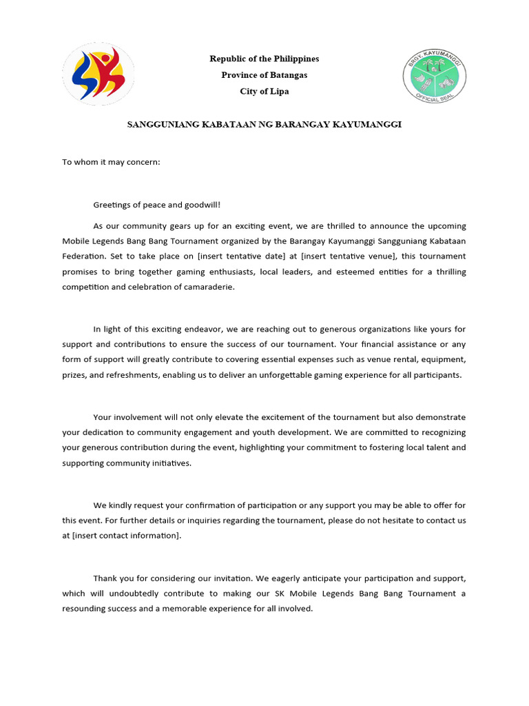 Solicitation Letter For Christmas Party | Download Free PDF | Youth ...